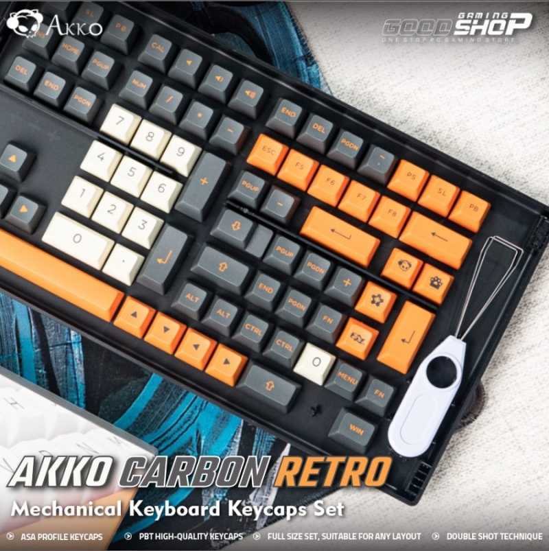Jual Akko Carbon Retro Cherry Profile 158 Keycaps PBT Double Shot di ...