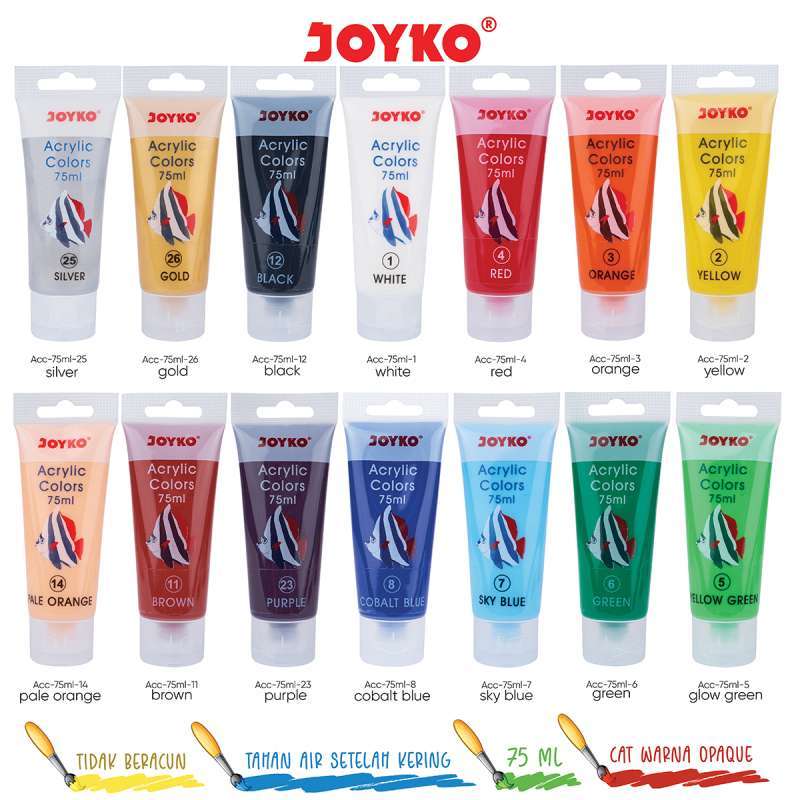 Jual Cat Akrilik Acrylic Color Joyko ACC-75ML di Seller JOYKO Official ...