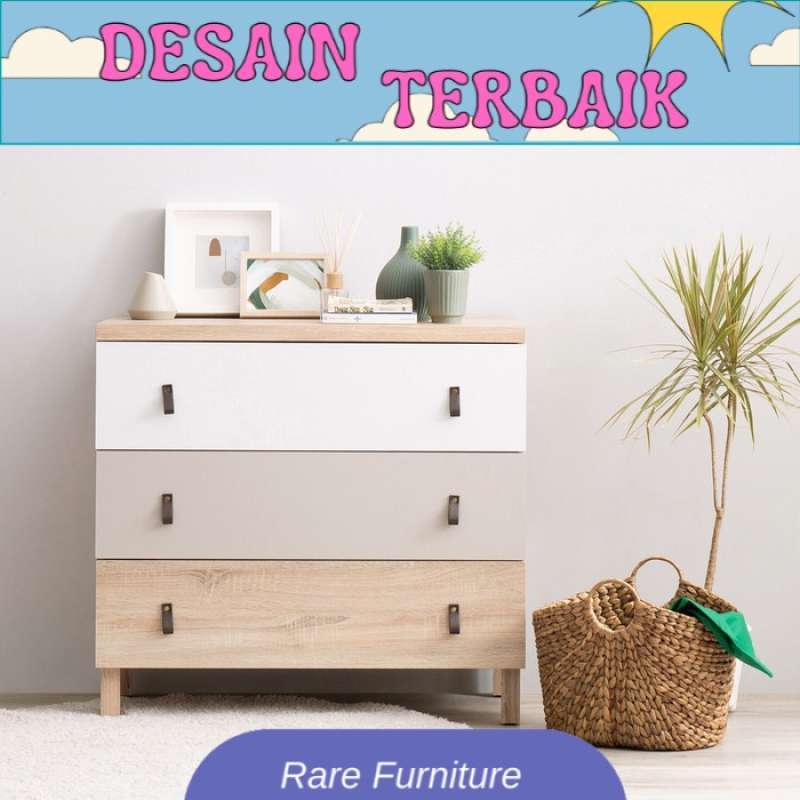 Jual Lemari Laci Kayu Serbaguna 3 Laci Pakaian Susun (Chest of Drawer ...