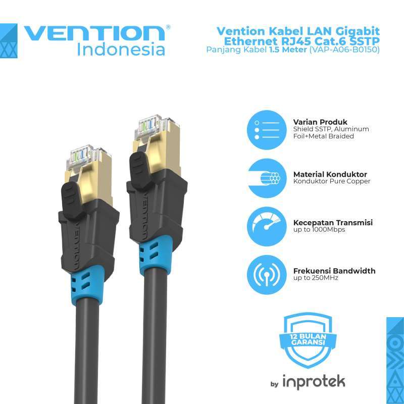Jual Vention Kabel LAN Gigabit Ethernet RJ45 Cat.6 or 6a SSTP SFTP di ...