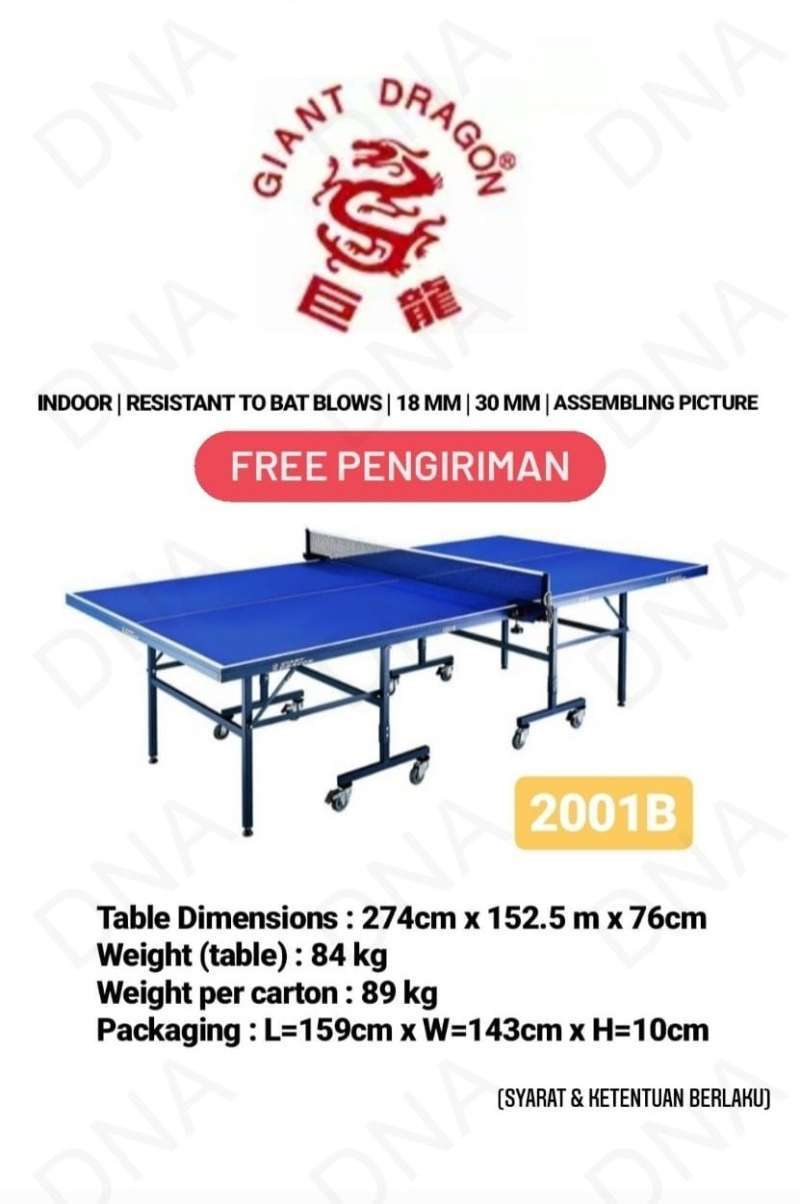 Promo Table Tennis / Tenis Meja GIANT DRAGON 2001B Indoor - ORIGINAL - Blue Diskon 20% di Seller ...