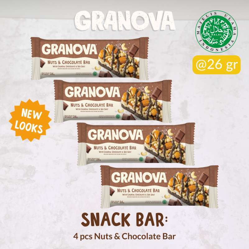 Promo Granova Snack Bar Bundle - Nuts & Chocolate [26 Gr X 4 Pcs] Halal ...