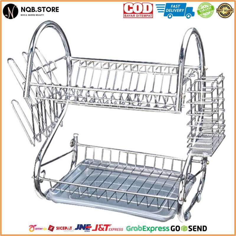 Jual Rak Piring Stainless Minimalis 2 Susun Dua Tingkat Peralatan Dapur ...