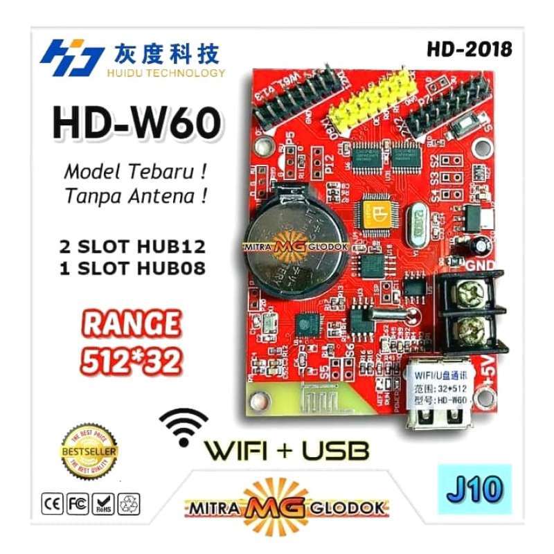 Jual Jual Huidu Hd-W60 Hub 12 Wifi + Usb Running Text Controller Card - J10 - Multicolor di ...