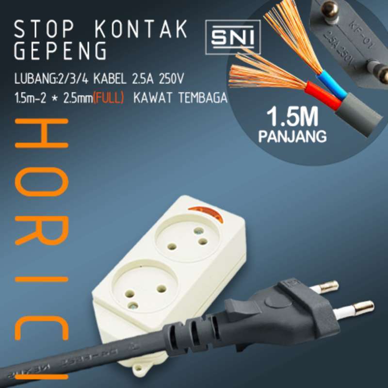 Jual STOP KONTAK 2,3,4 LUBANG PANJANG 1,5M + KABEL / STOP KONTAK KABEL ...