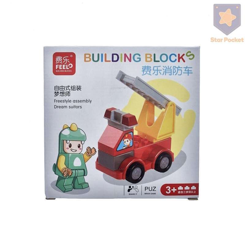 Jual Brick Block Feelo - Police Car, Fire Truck, Fuel, Dump Truck ...