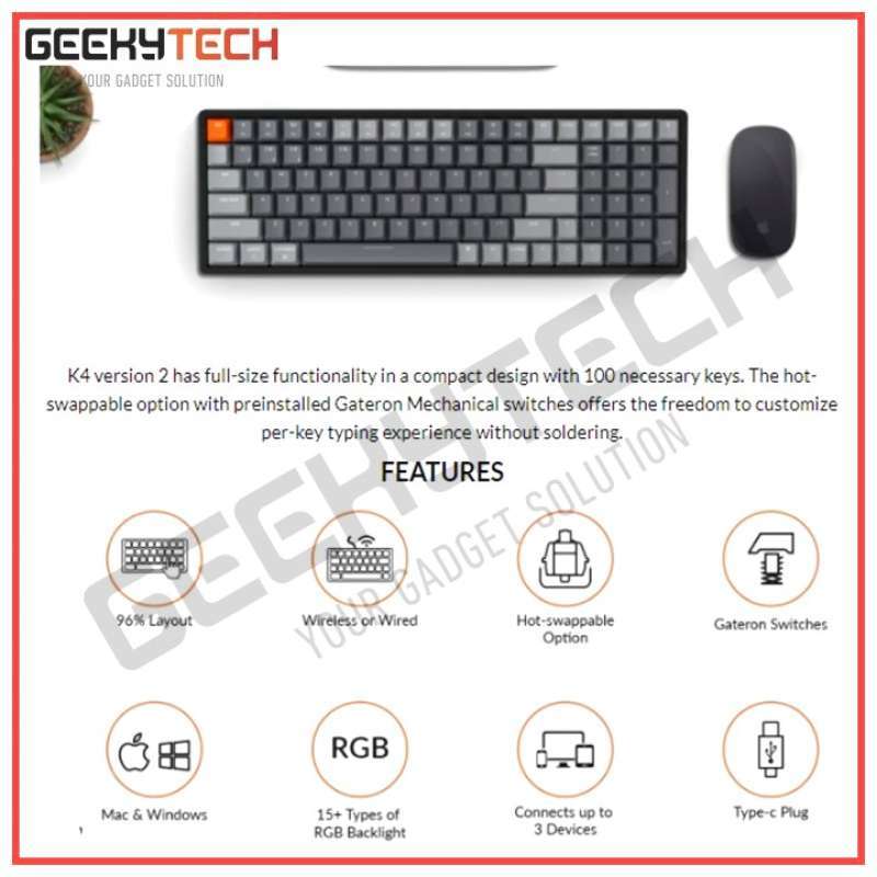 Jual Jual Keychron K4 V2 - 100 - Hot Swappable - Rgb Aluminium Frame ...