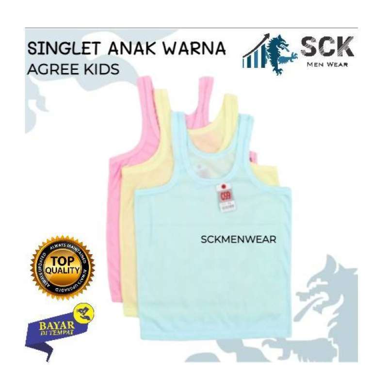 Jual [ISI 12] Singlet Anak WARNA / Singlet AGREE Kids ST 01/ Kaos Dalam ...