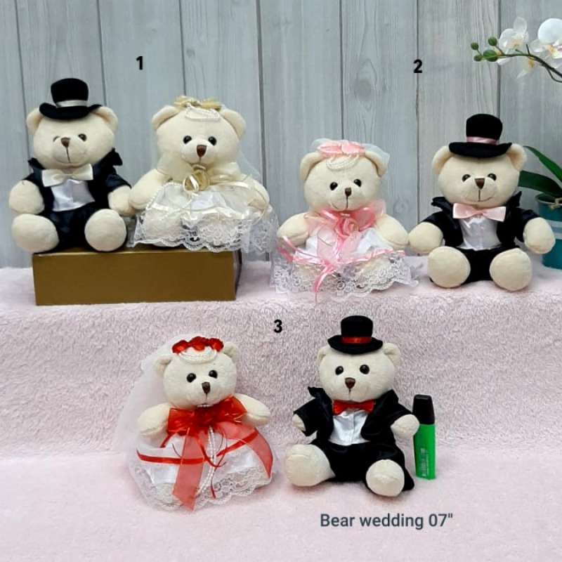 Promo BONEKA TEDDY BEAR WEDDING COUPLE 25CM PASANGAN SOUVENIR NIKAH ...