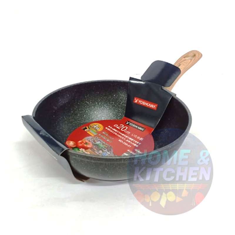 Jual WOK Pan Marble 20 cm Induksi Yoshikawa Wajan WokPan Keramik Anti Lengket di Seller RM Shop ...