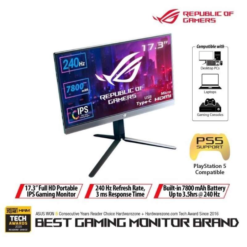 Jual ASUS ROG Strix XG17AHP Portable Gaming Monitor 17.3 with ROG ...