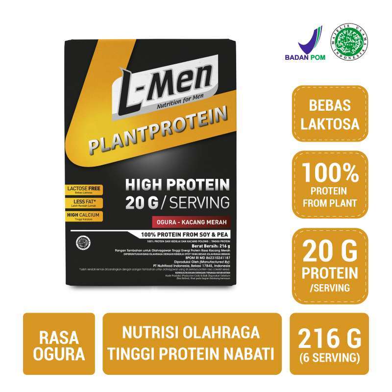 Promo L-Men PlantProtein Ogura 216g - Suplemen Tinggi Protein Nabati ...