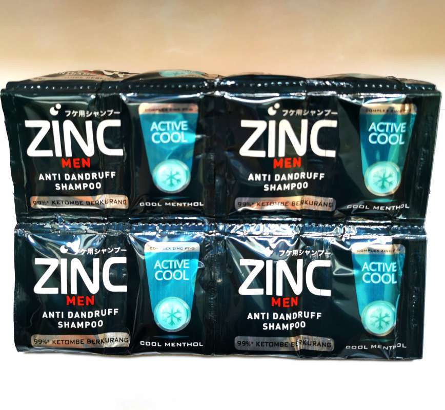 Promo Zinc Men Anti Dandruff Shampoo Active Cool [ 12x10ml/renceng ...