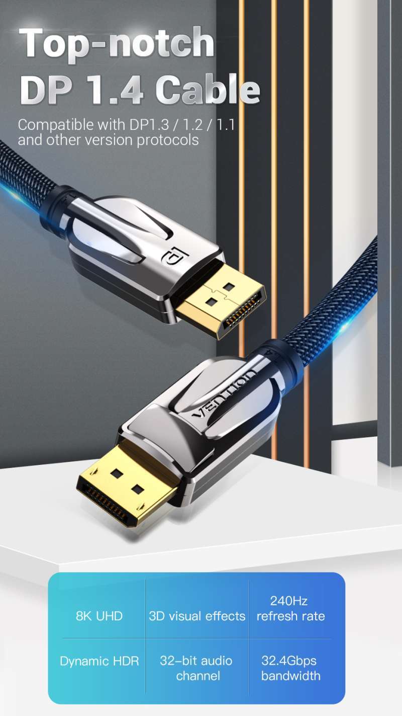 Jual Vention Kabel Displayport Dp 1.4 Male To Male 4k 8k Hdr Adaptive ...