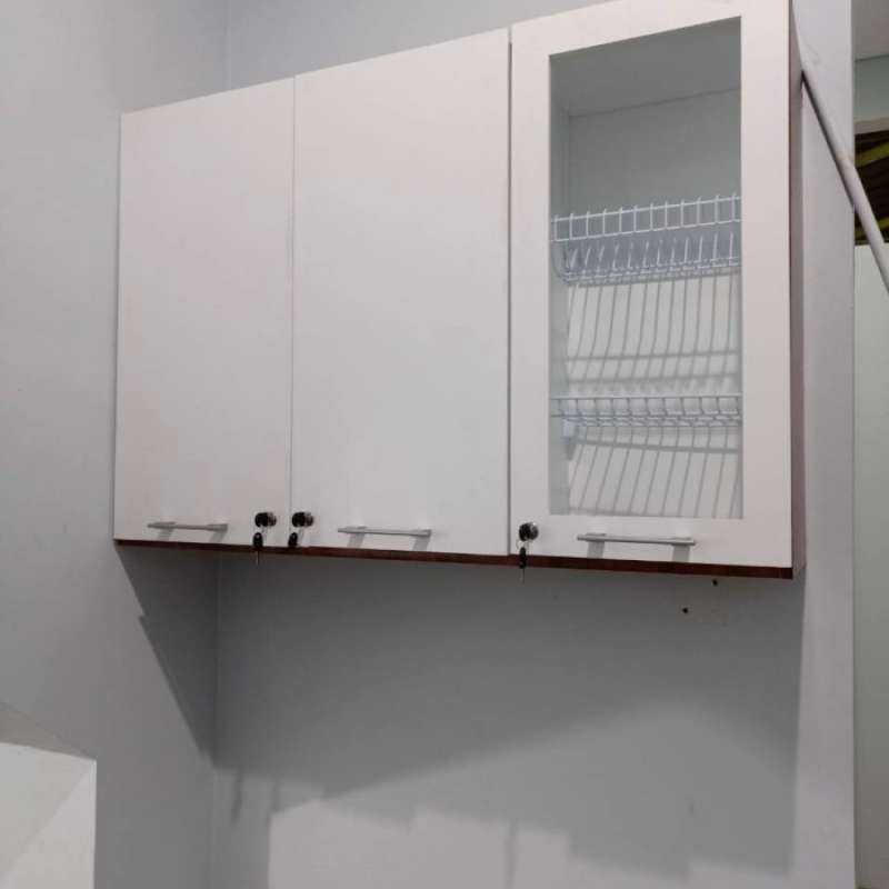 Jual RAK PIRING LEMARI GANTUNG DAPUR KITCHEN SET ATAS PLESS KUNCI RAK ...