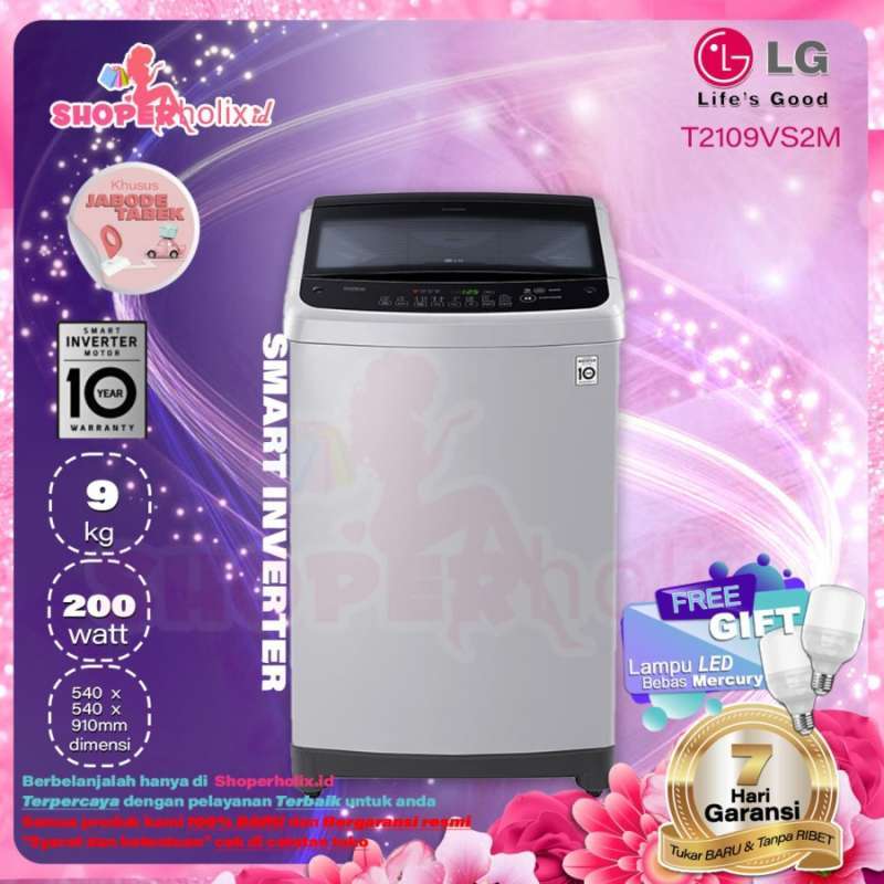 Jual Mesin cuci Baju LG 1 Tabung otomatis T2109VS2M smart inverter di ...