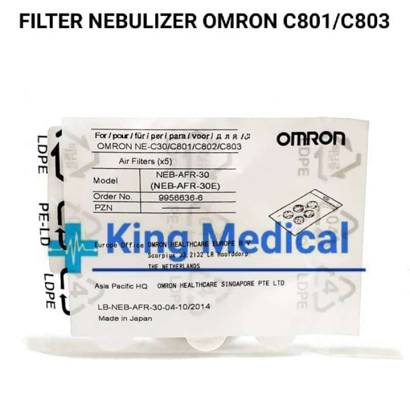 Jual Omron Filter Udara Original Omron Nebulizer NE C801/801KD Set of 5 ...