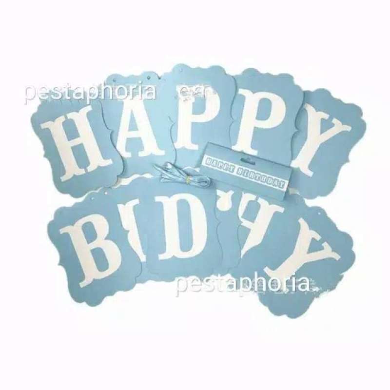 Jual Bunting Flag / Banner Happy Birthday HBD Perisai Warna Biru / Blue ...