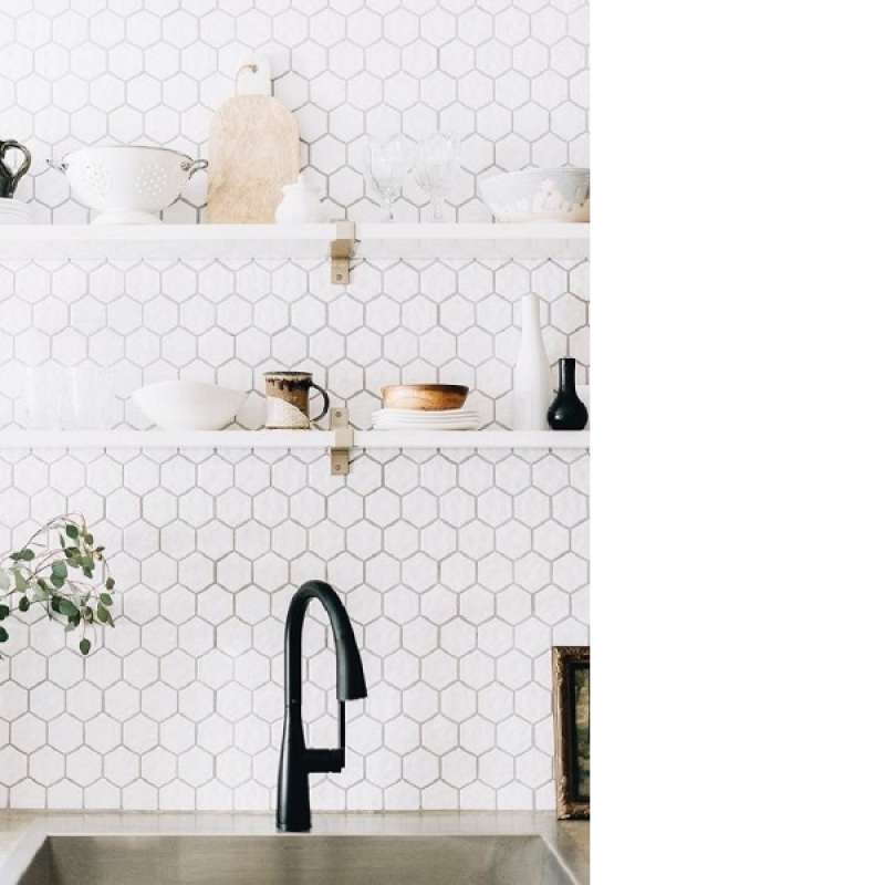 Jual Mosaic Keramik Dinding Hexagonal Hitam Putih / Backsplash Tile ...