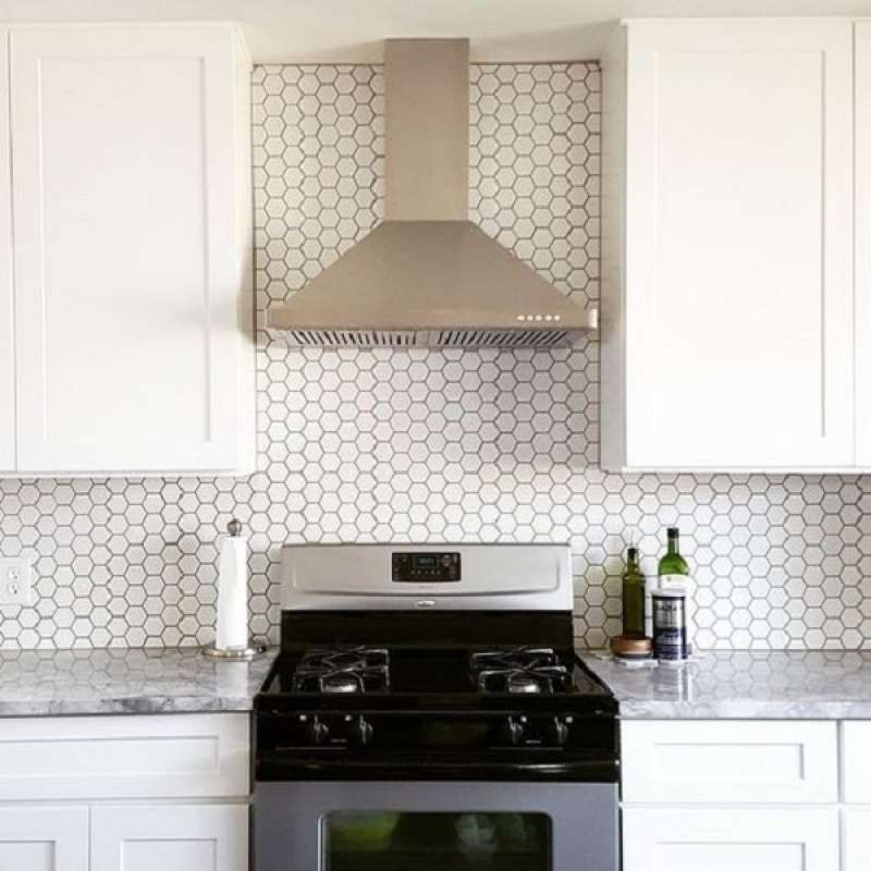 Jual Mosaic Keramik Dinding Hexagonal Hitam Putih / Backsplash Tile ...