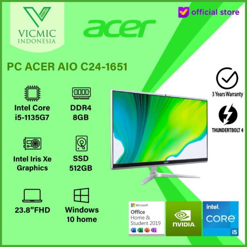 Jual ACER ALL IN ONE C24-1651 [Intel I5-1135G7/8GB/512GB SSD/MX450 2GB ...