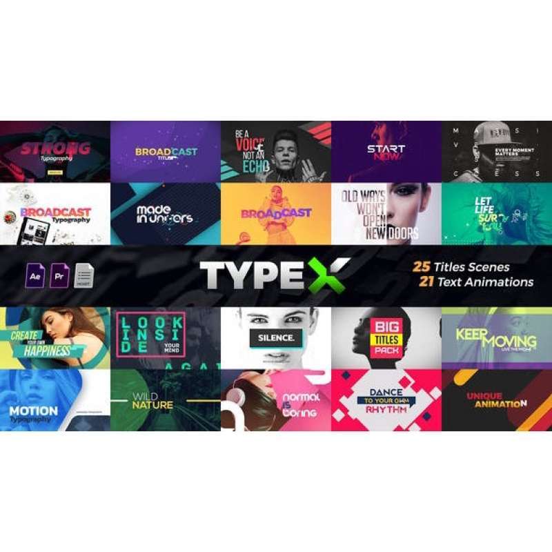 Jual TypeX - Titles Animation Ttypography Pack- Premiere Pro Extension ...