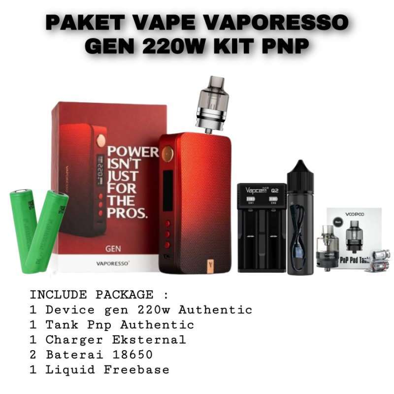 Jual paket vape original mod vaporesso Gen lengkap include PNP original ...