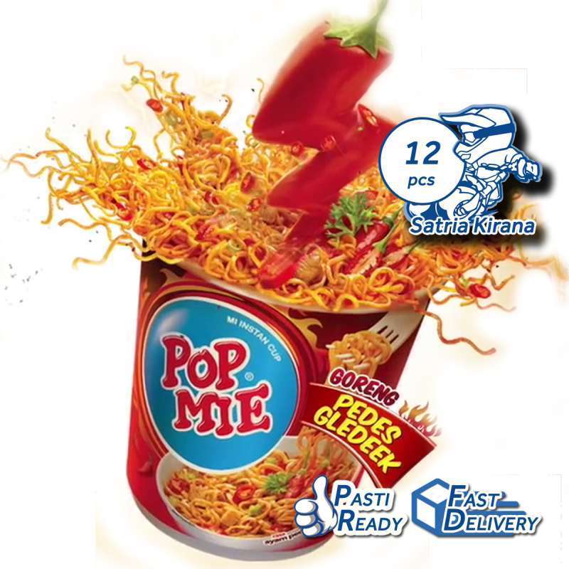 Promo Pop Mie Goreng Pedes Gledeek [75 Gr X 12 Pcs | 1 Karton / Box ...