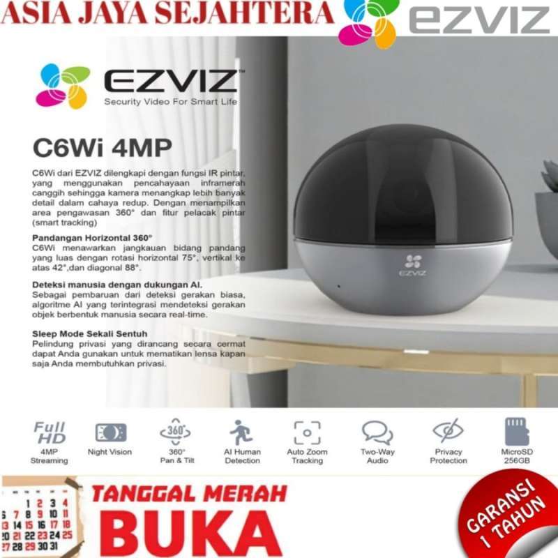 Jual Ezviz C6wi / Wirelesa Ip Camera 4mp Dome Ptz H.265 With Ai Auto Zoom Di Seller Asia Jaya ...