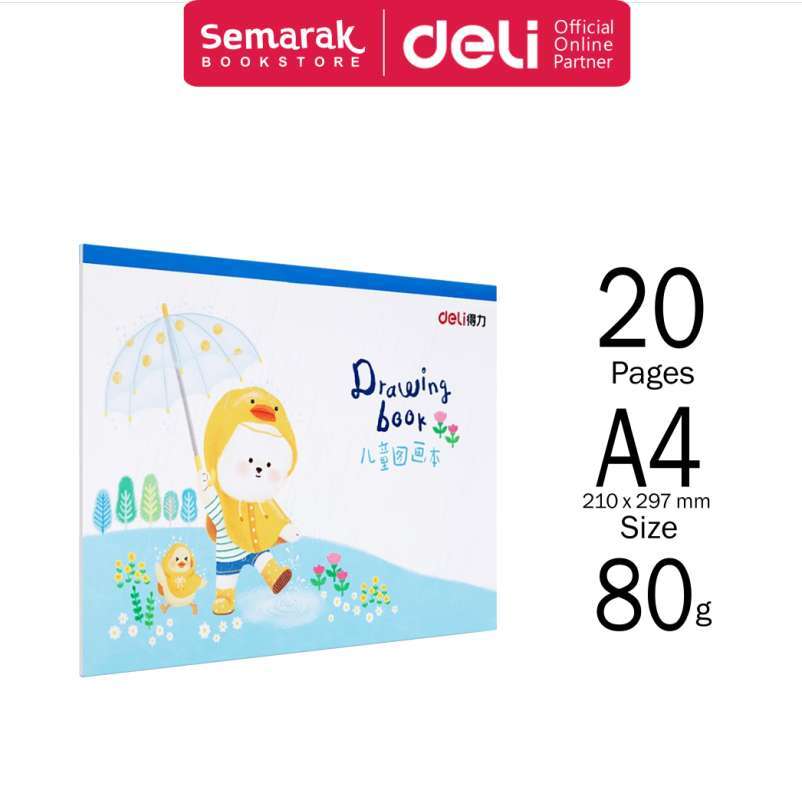 Jual Deli 73382 Drawing Book Buku Gambar Kertas Tebal A4 - Blue [1 Buku ...