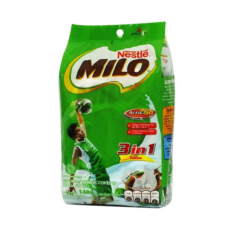 Jual Milo 3 In1 Choco Drink Minuman Cokelat [4 Sachet @ 35 G/ Kemasan ...