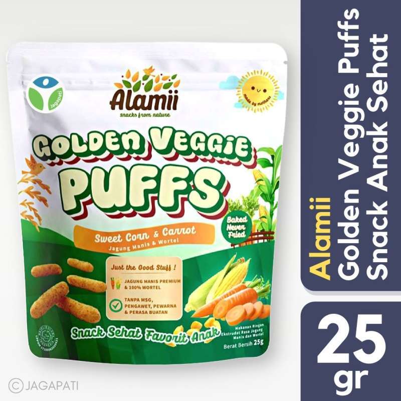 Jual Alamii - Golden Veggie Puffs 25gr - Cemilan Anak - Snack Sehat ...