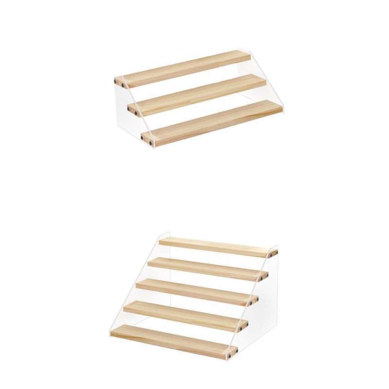 Jual 2x 3-tier Wood Display Rack Figure Model Counter Riser Stand ...