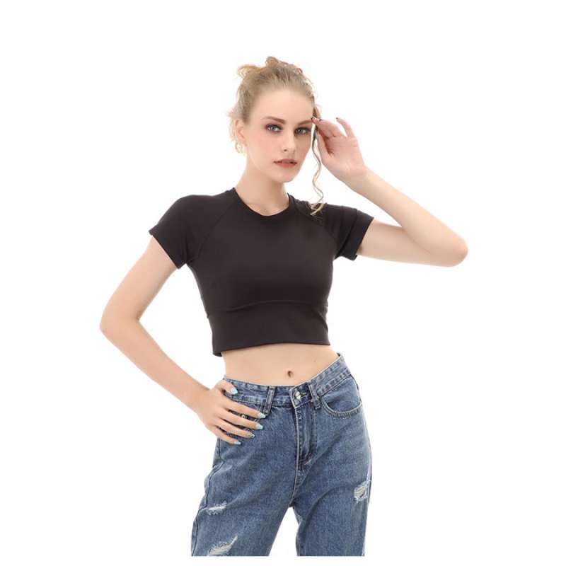 Jual Kaos Crop Top Hitam 🏷️ Model Premium Original Terbaru & Harga ...