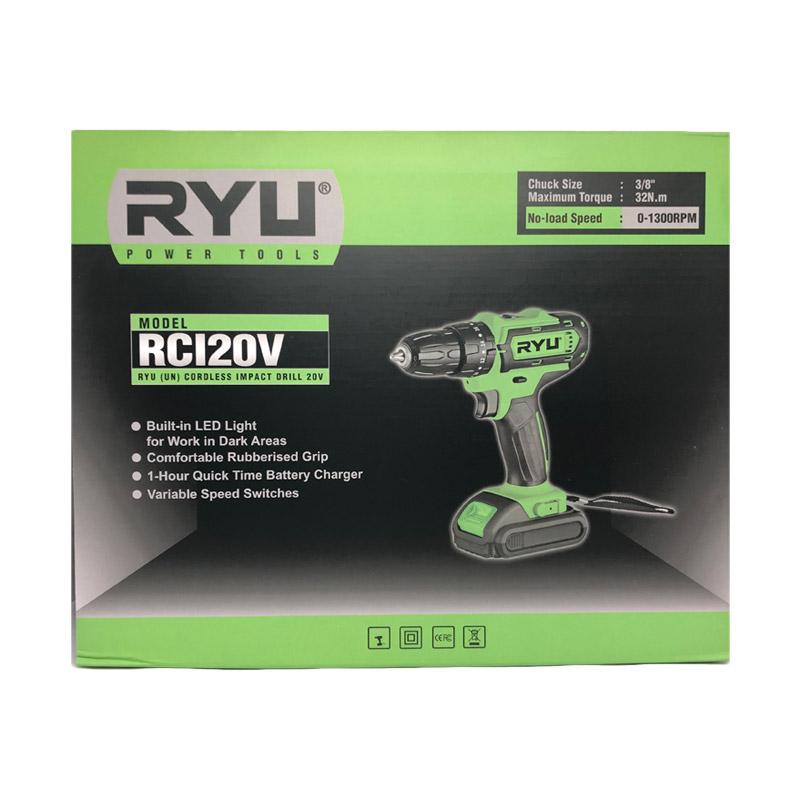 Promo Ryu Rci20v Cordless Impact Drill Bor Beton Baterai Koper Set [20 V] Diskon 24% Di Seller ...