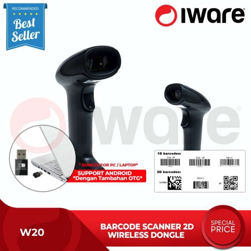 Jual RECOMMENDED 2D WIRELESS BARCODE SCANNER ULTRON ULT-W20 (QR-CODE, E ...
