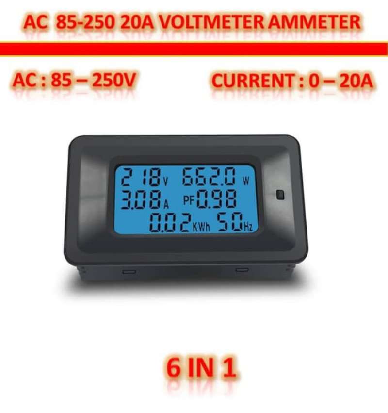 Jual Ac Multi 6in1 Meter Lcd Voltmeter Ammeter Watt Energy Kwh Pln ...