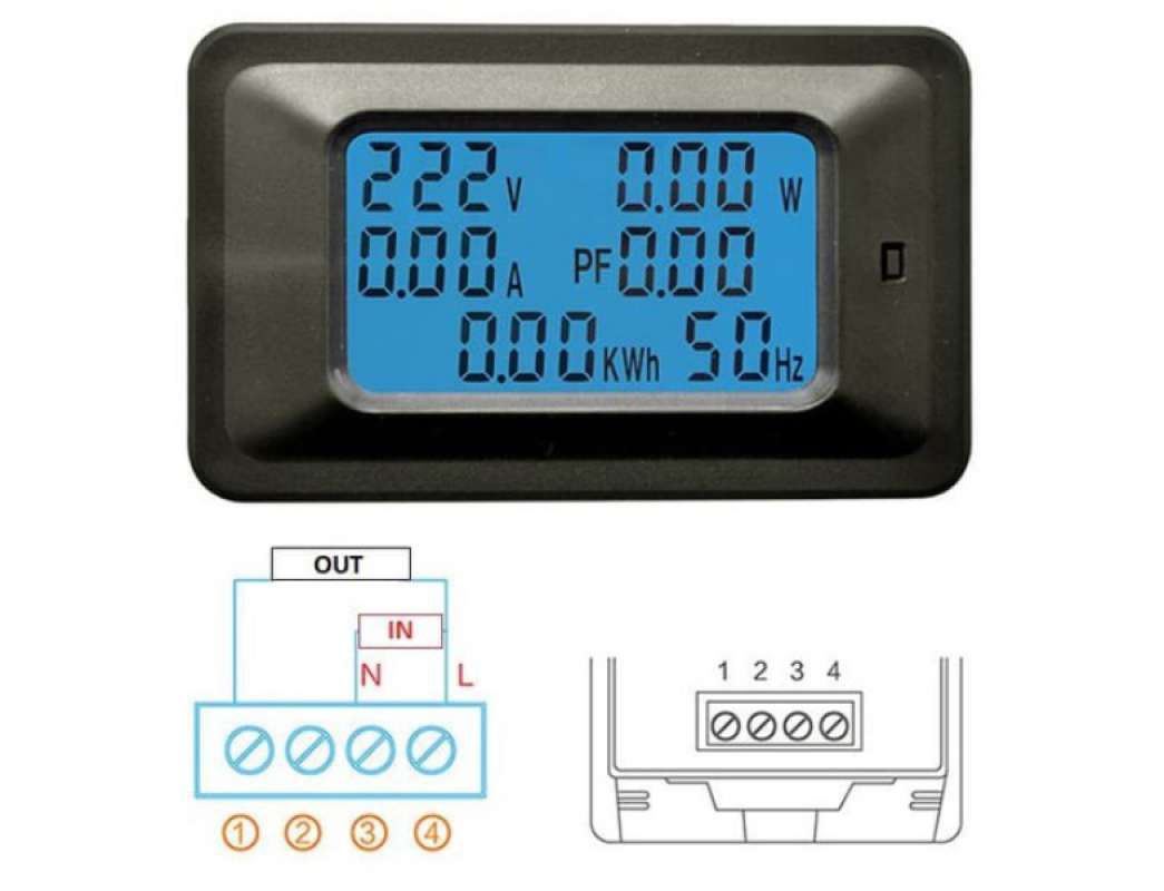 Jual Ac Multi 6in1 Meter Lcd Voltmeter Ammeter Watt Energy Kwh Pln ...