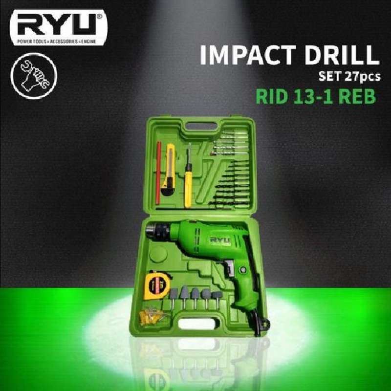 Promo RYU MESIN BOR 13mm SET RYU 27PCS RID 13-1REB BESI Tembok BOR ...