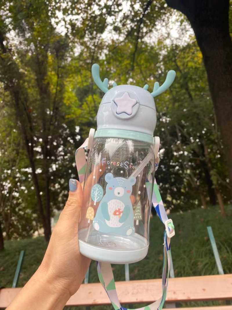 Jual Oem One-c302 Botol Air Minum Anak Sedotan 610ml Model Tanduk Rusa Lucu - Botol Minum Anak ...
