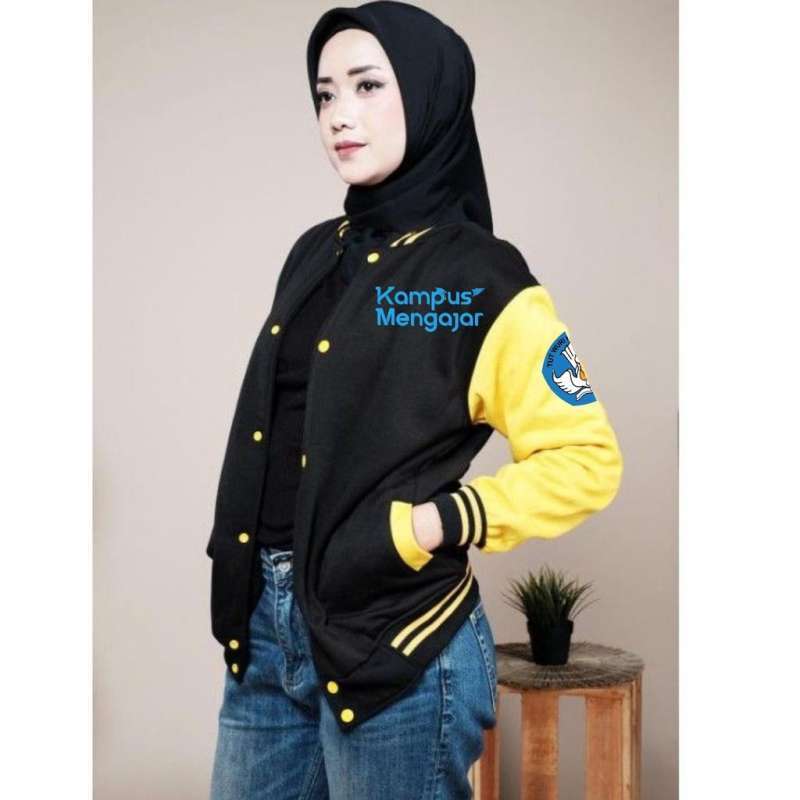 Jual Jaket Kampus Mengajar Kancing Varsity Pria Dan Wanita - Abu Navy ...