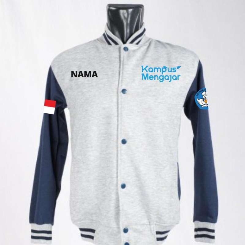 Jual Jaket Kampus Mengajar Kancing Varsity Pria Dan Wanita - Abu Navy ...
