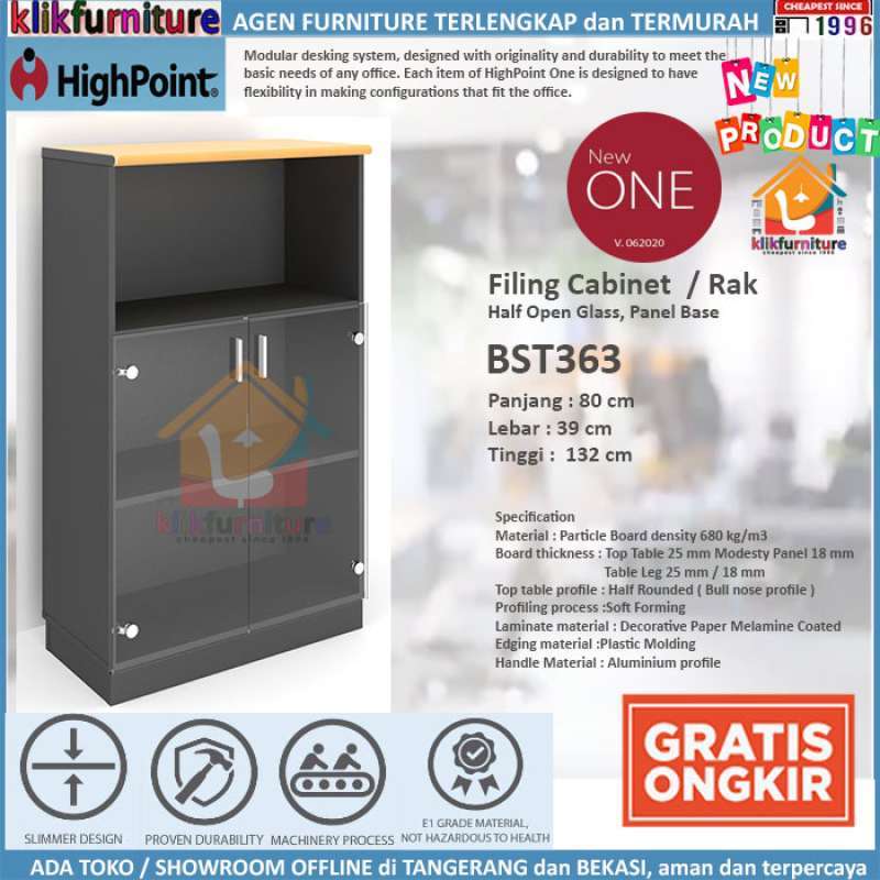 Promo Lemari File Rak Dokumen Kantor Filing Cabinet Kaca BST363 ...