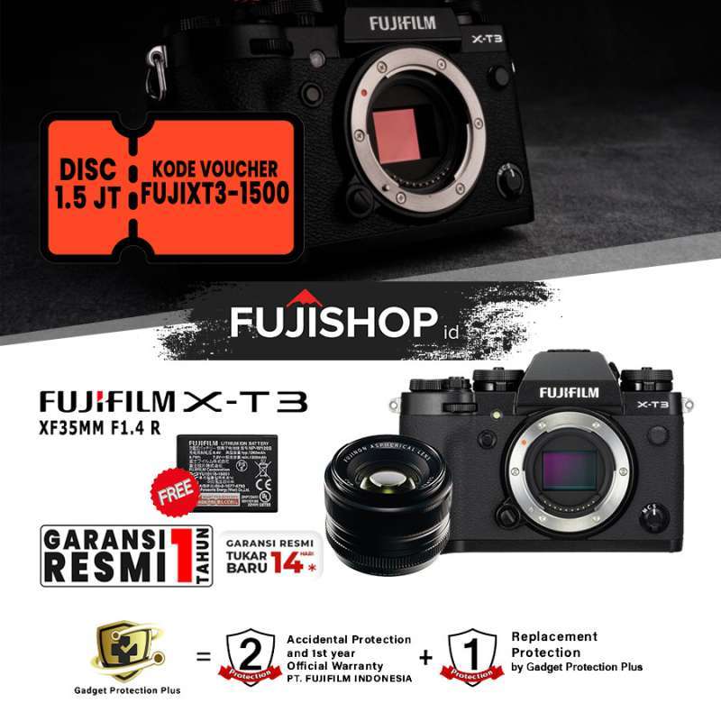 Jual FUJISHOPid Fujifilm XT3 X-T3 Kit 35mm f1.4 R Fuji XT3 XF 35mm f1.4 Kamera Mirrorless ...