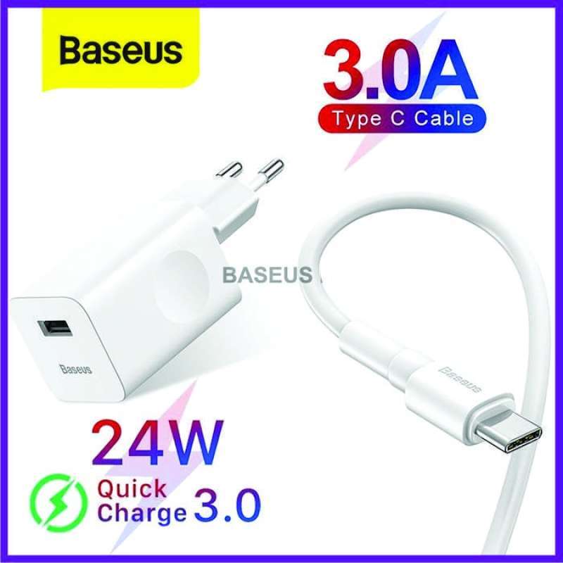 Promo Baseus Quick Charger Sets Kabel Lightning Mikro Type C 24w Qc 3.0 - Charger Diskon 28% Di ...