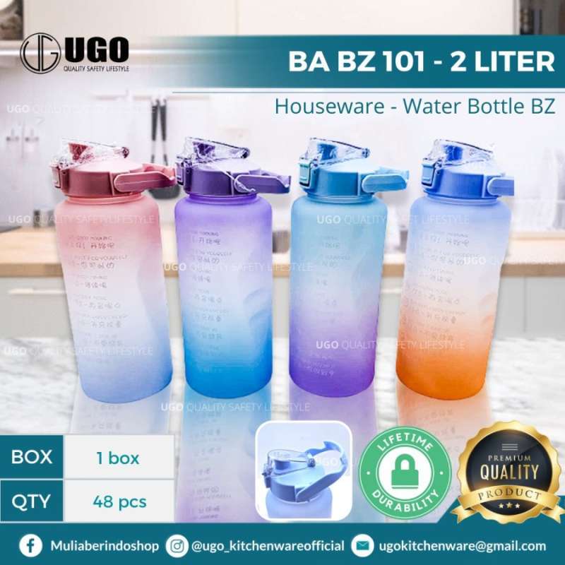 Promo UGO BOTOL AIR MINUM VIRAL 2 LITER MOTIF water bottle gradasi ...