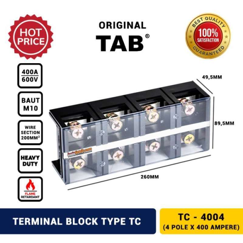 Promo Jual Terminal blok Kabel 400A x 4pole Terminal Block TC4004 TAB ...