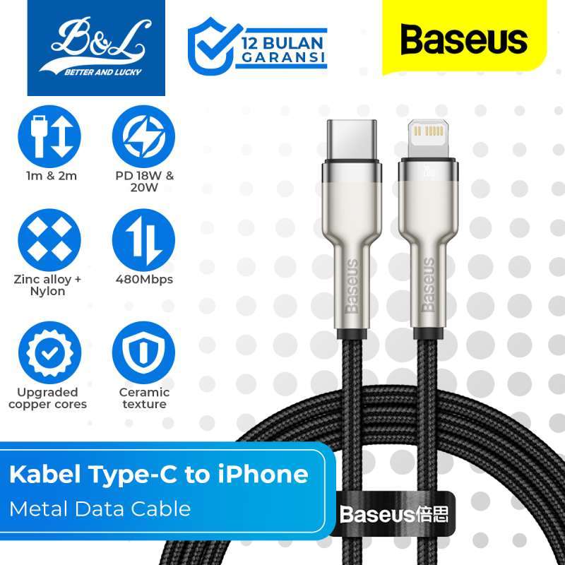Jual BASEUS Kabel Data Type-C to Lightning iPhone METAL DATA CABLE PD ...