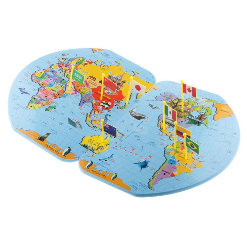 Jual Geography Learning Toys World Map Puzzle Wooden Toys For Kids di ...