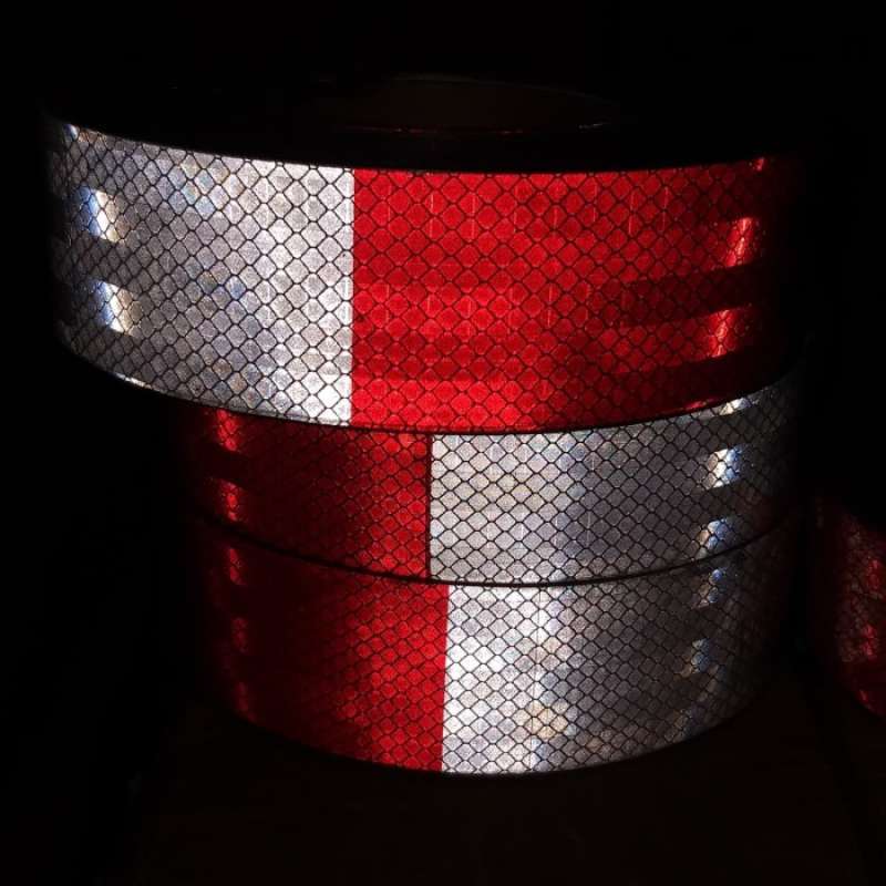 Jual sticker reflective cina-stiker motif diamond grade 3m-merah putih ...